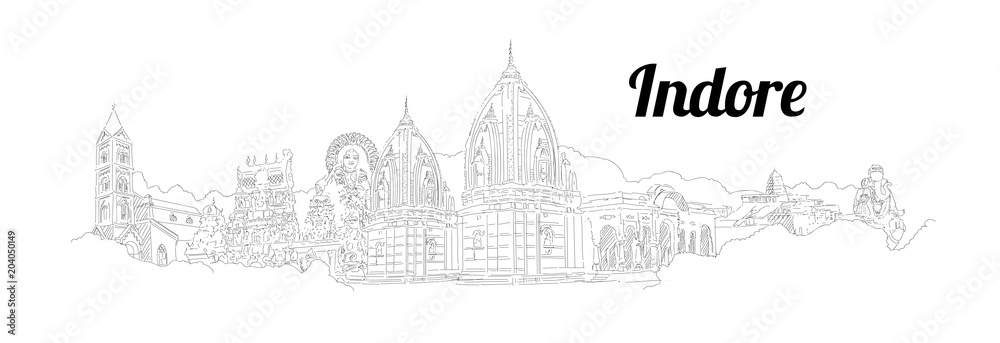 Poster INDORE city hand drawing illustration – Wall Art | UkPosters