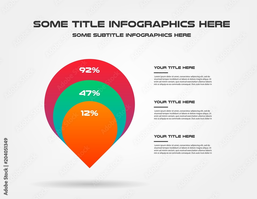 Chart of percentage infographics. Element of graph, diagram with 3 ...