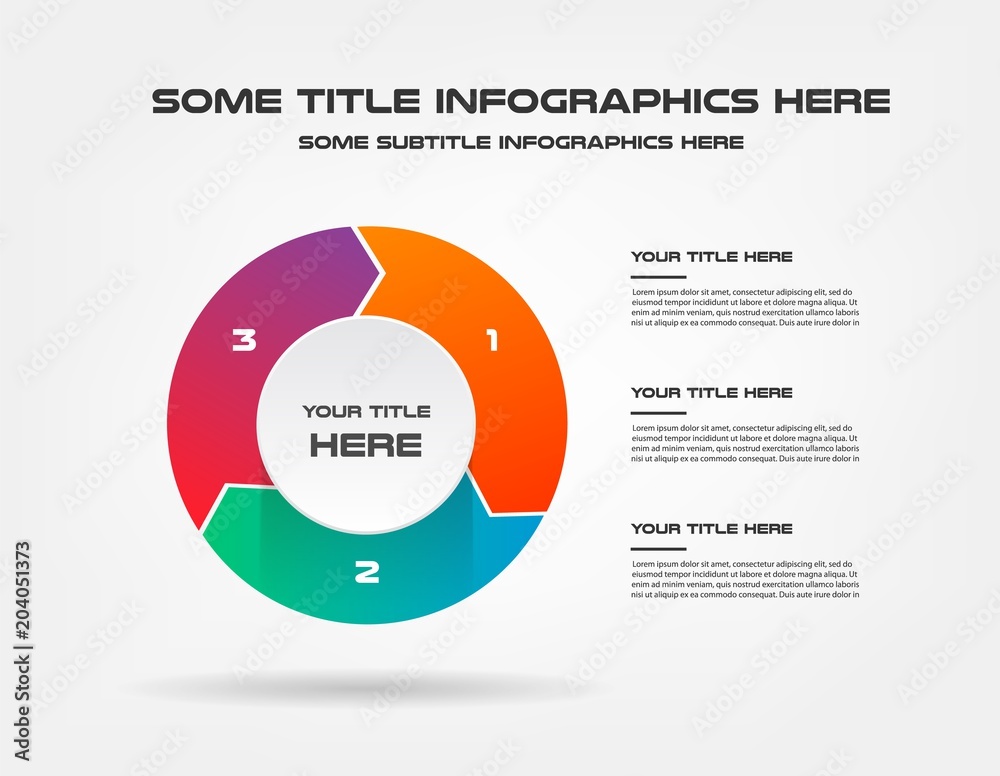 Pie chart of percentage infographics. Element of graph, diagram with 3 ...