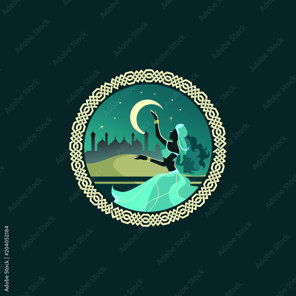 arabian night princess logo icon vector Stock Vector | Adobe Stock