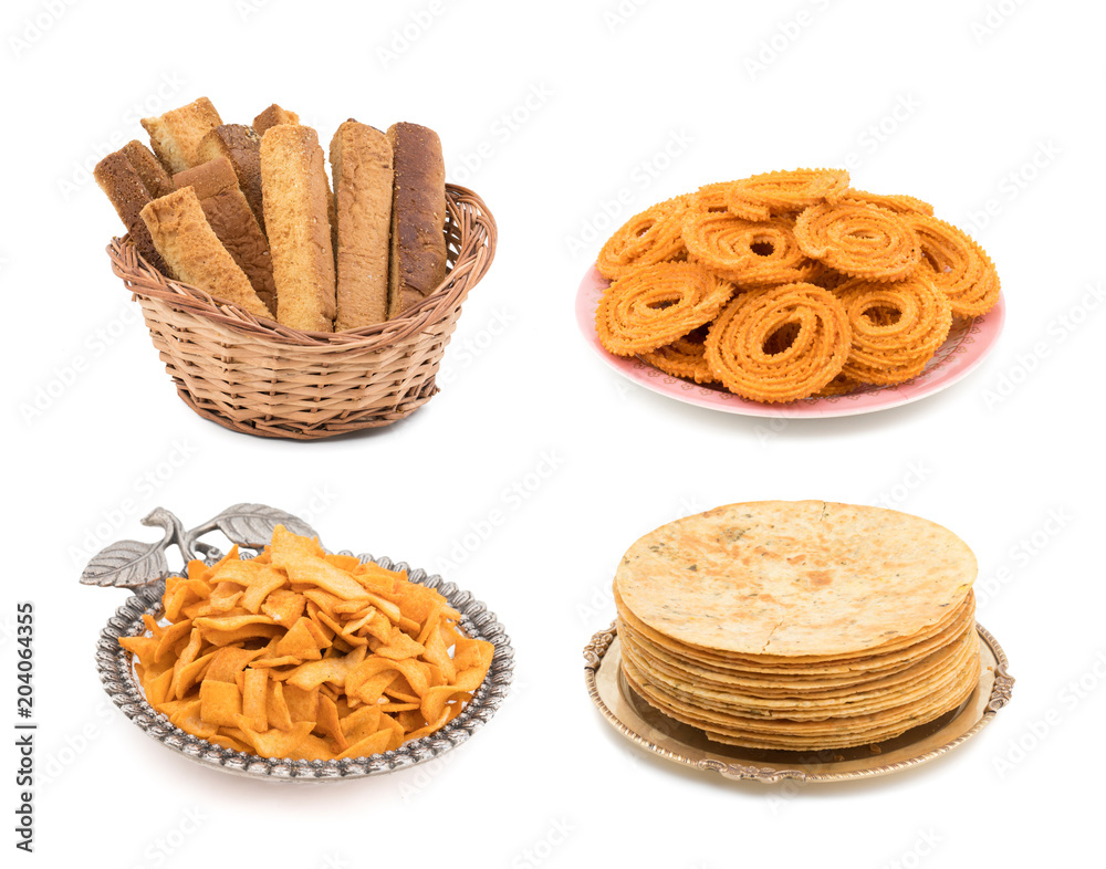 Collage of Indian Sweet And Salty Chakli, Soya Chips, Toast Tea Time ...