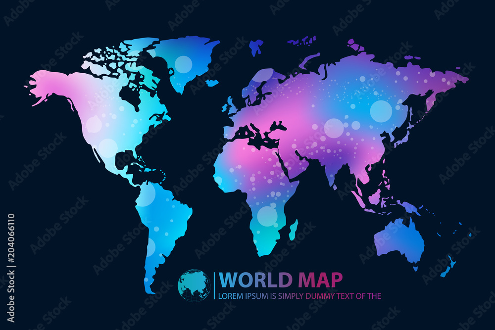 Modern Digital World Map Globalization Concept. Vector Illustration ...