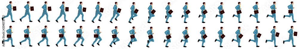 Poster Business man running animation sprite sheet, loop animation ...