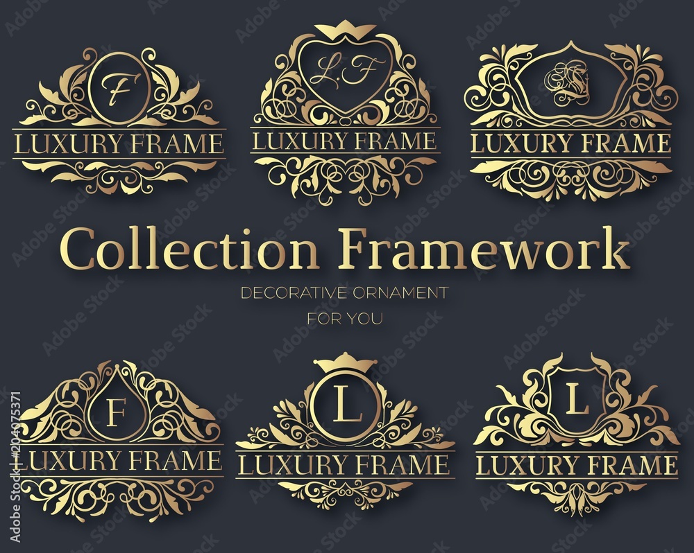 Luxury gold label collection design set Stock Vector | Adobe Stock
