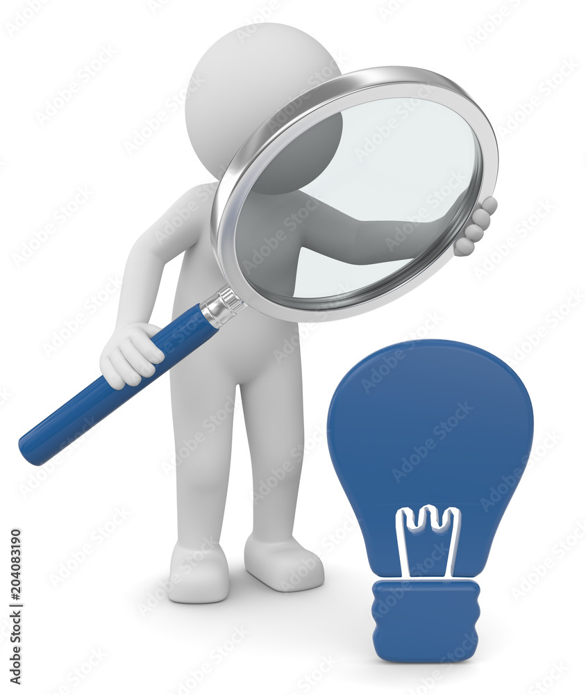 ภาพประกอบสต็อก 3d Männchen mit Lupe Idee ภาพ | Adobe Stock