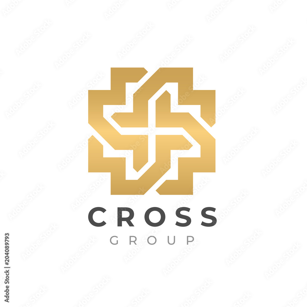 Abstract premium linear vector cross logo. Abstract geometric cross ...