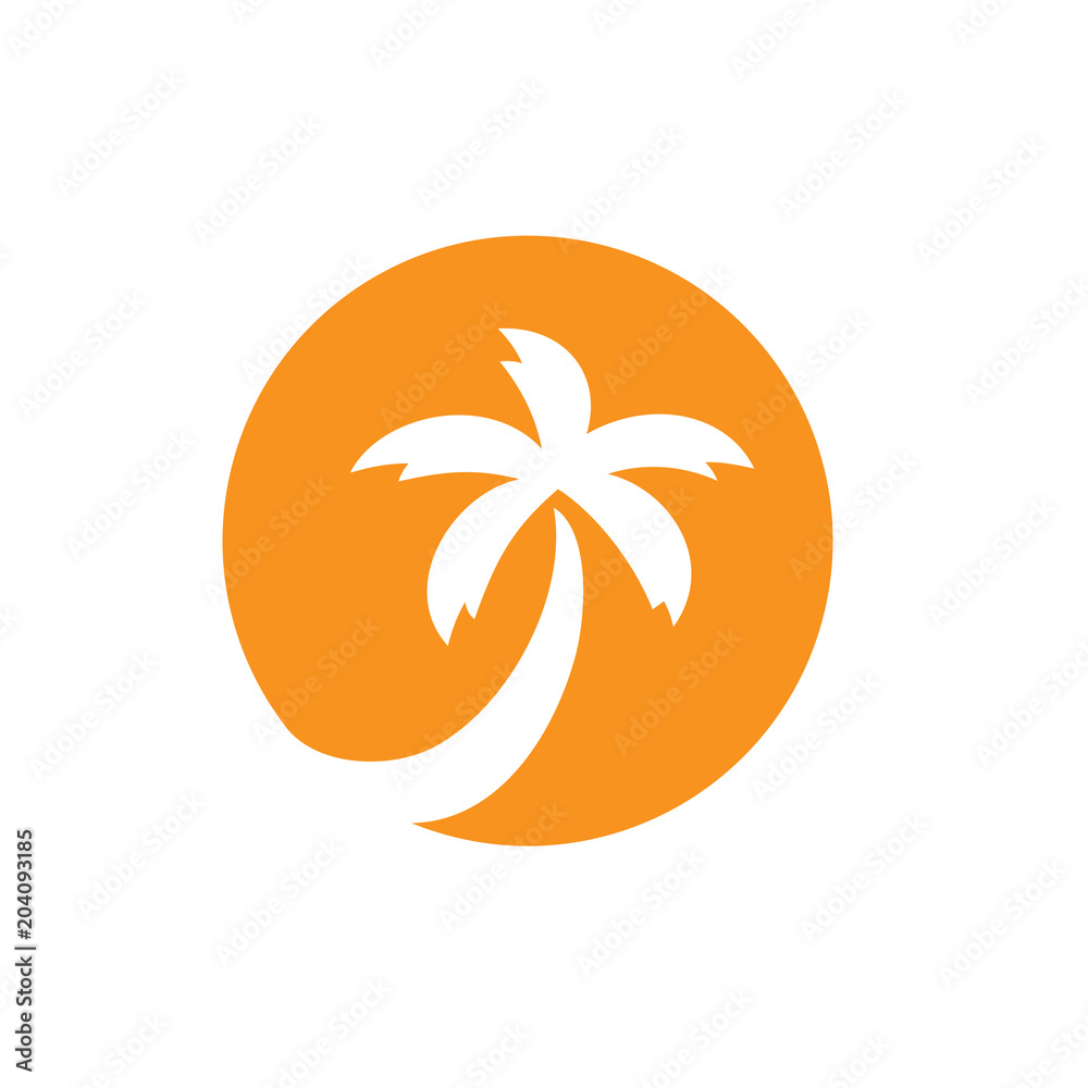 Sun And Palm Tree Logo
