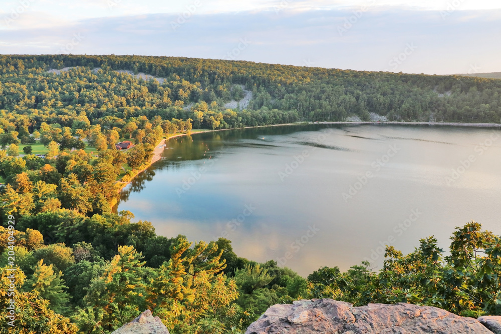 Beautiful Wisconsin summer nature background.Areal view on the South ...