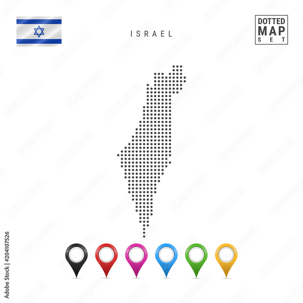 Vector Dotted Map of Israel. Simple Silhouette of Israel. The National ...