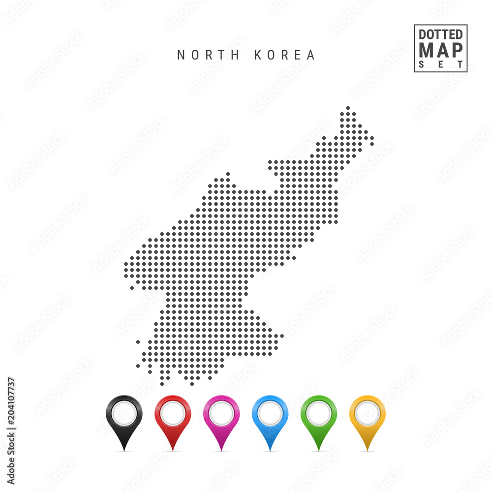 Vector Dotted Map of North Korea. Simple Silhouette of North Korea. Set ...
