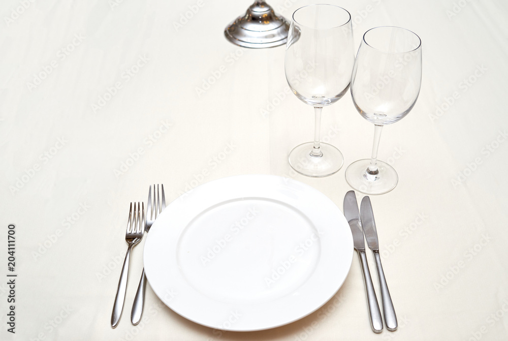 Empty Place Setting At Dinner Table