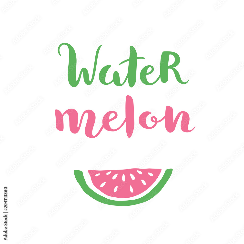 Vector watermelon and handwritten word "watermelon" Stock Vector ...