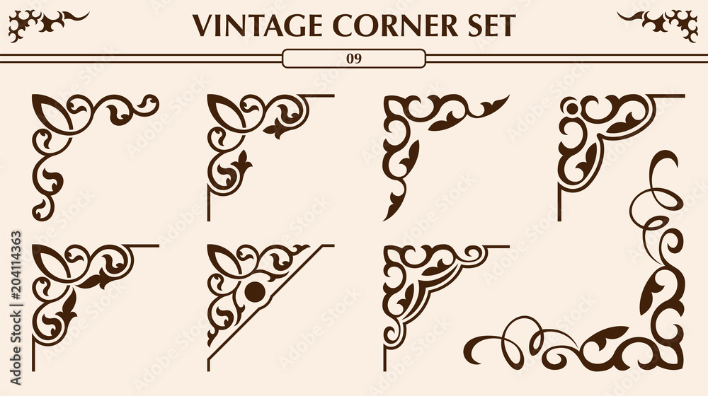 Vintage corner set Stock Vector | Adobe Stock