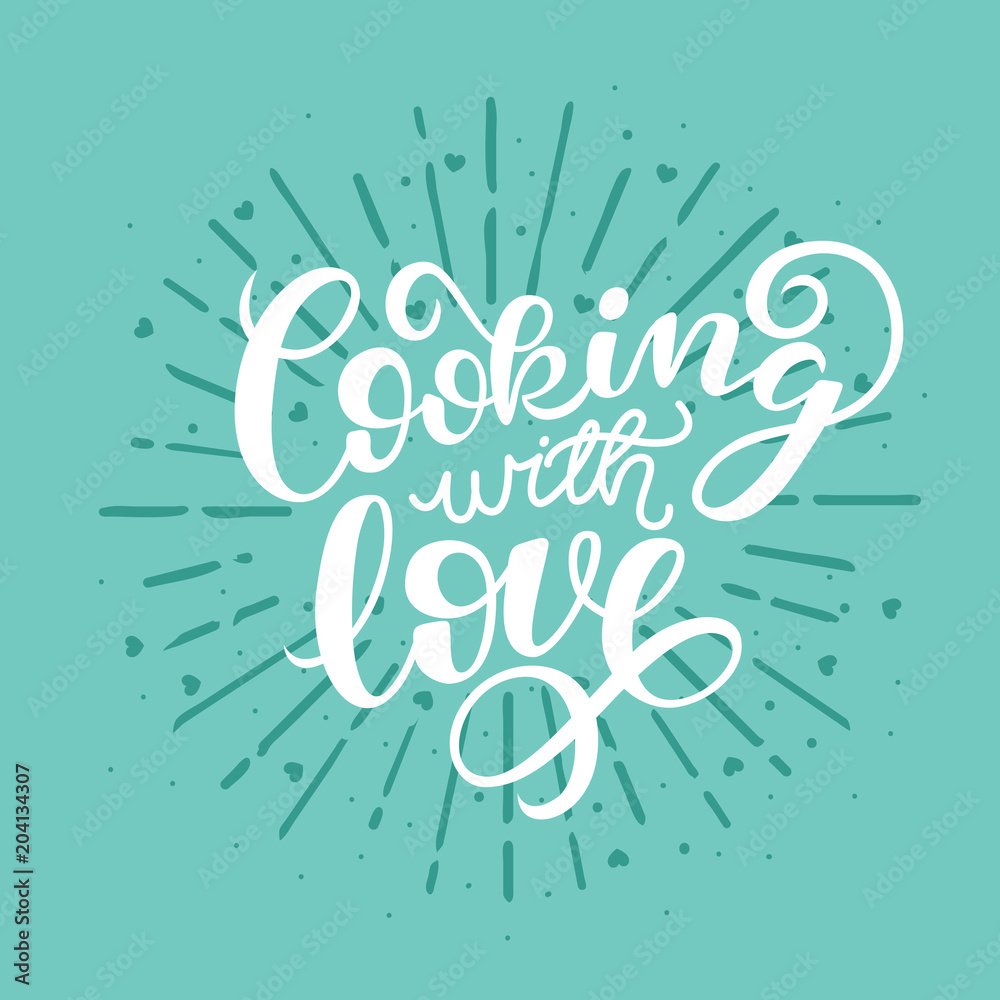 Cooking with love handwritten card. Printable quote template ...