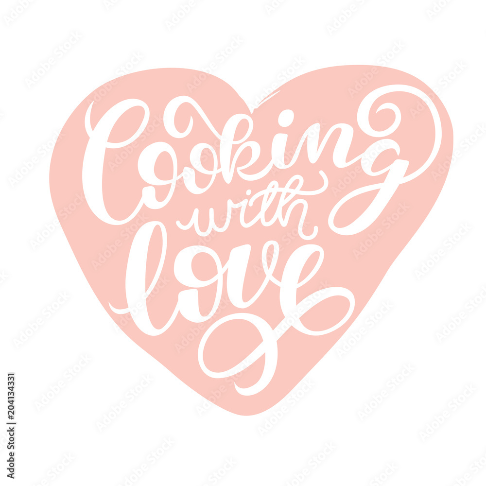 Cooking with love handwritten card. Printable quote template ...