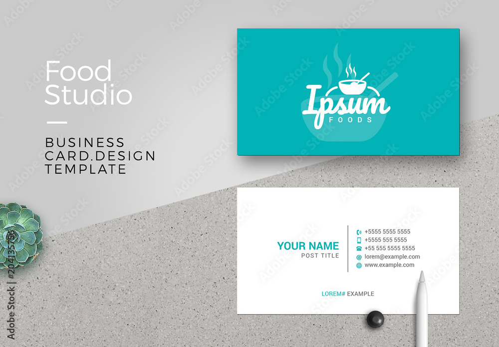 Business Card Layout with Cooking Pot Illustration Stock Template ...