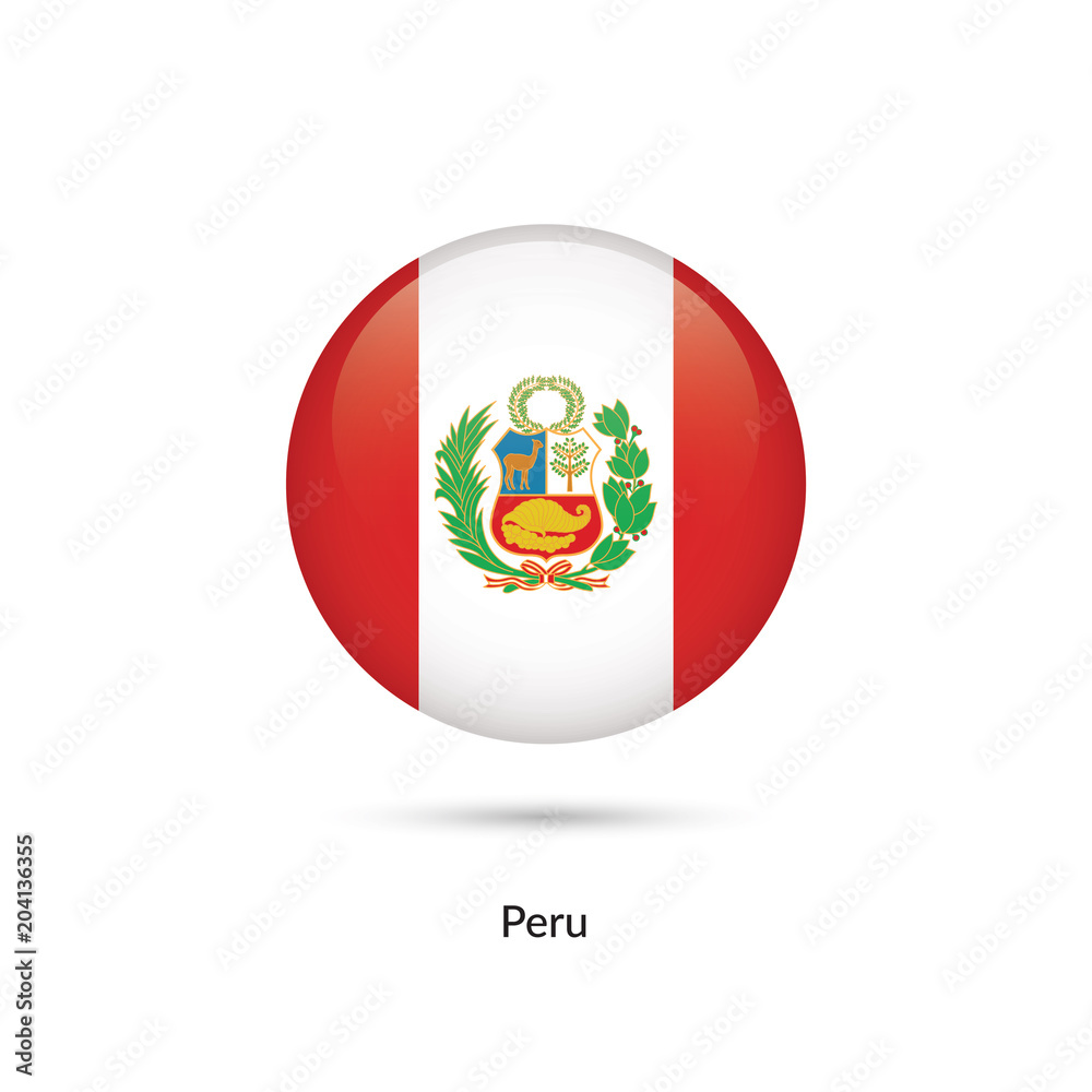 Peru flag - round glossy button. Vector Illustration Stock Vector ...