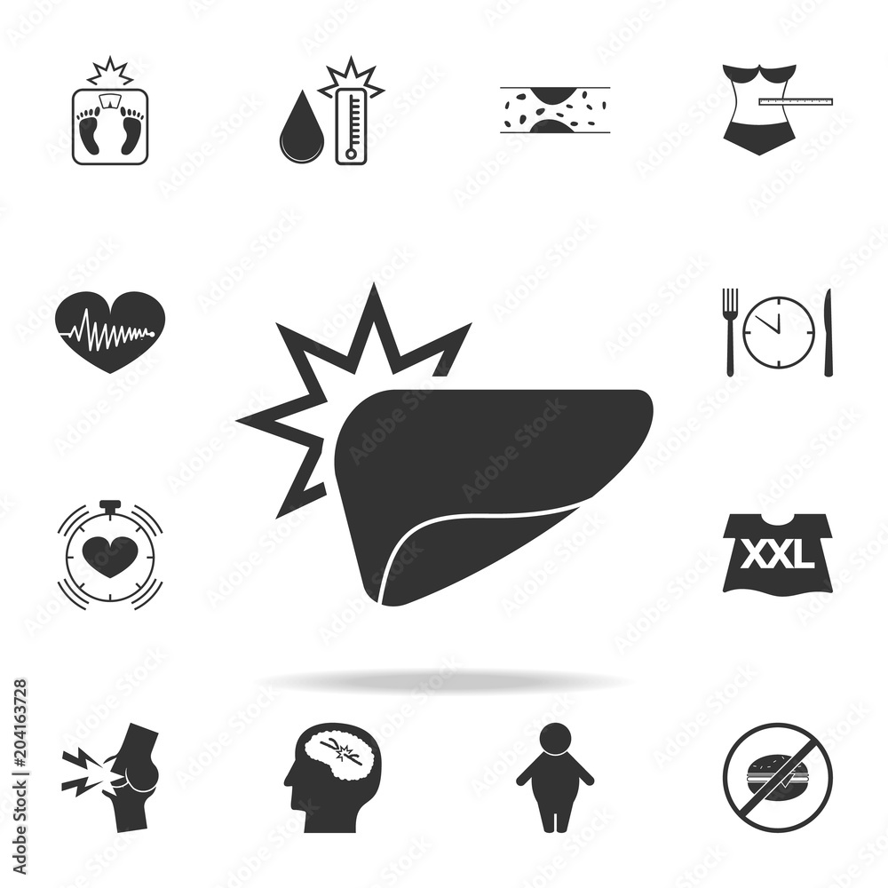 fatty liver disease icon. Detailed set of obesity icons. Premium ...