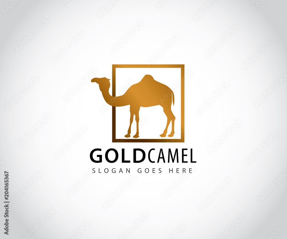 gold camel inside box vector icon logo design Stock Vector | Adobe Stock