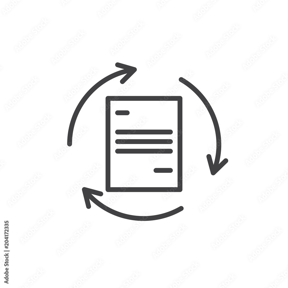 Document Recycle outline icon. linear style sign for mobile concept and ...