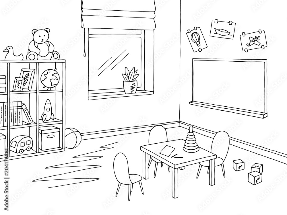 Preschool Classroom Clipart Black And White