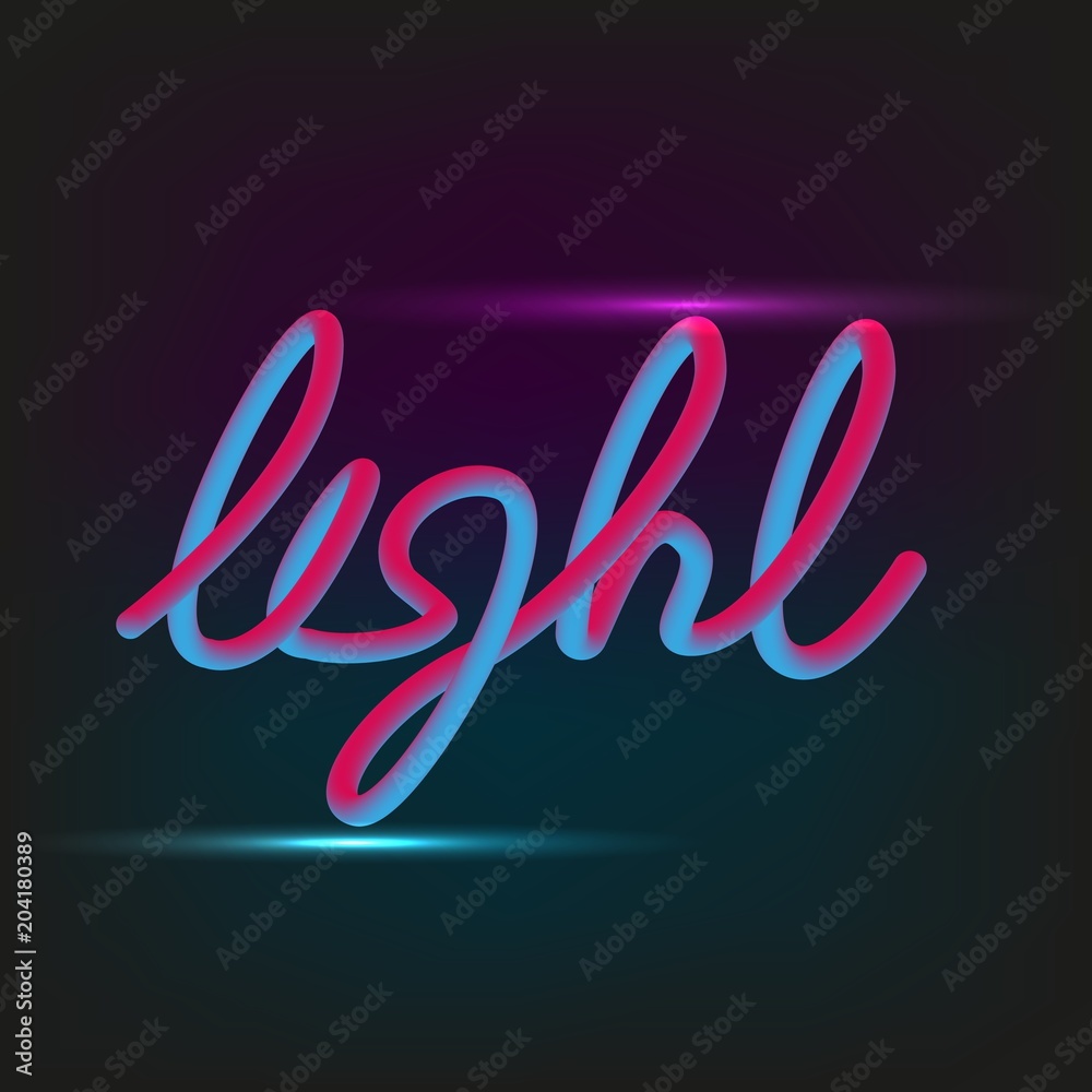 Light. Neon light alphabet vector font. Vector illustration. 3d ...