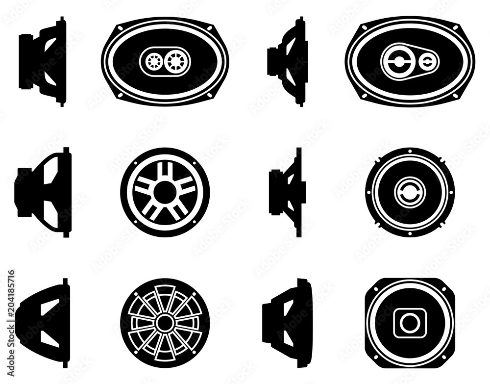 Sound equipment for music experience. Speaker. Silhouette vector Stock ...