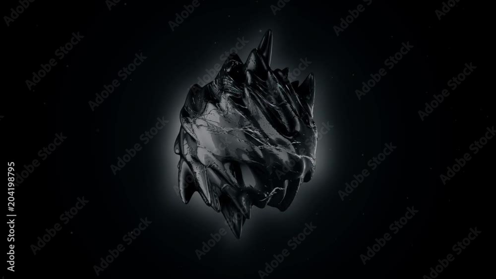 Abstract sphere. Dark Sphere is transforming into a needle-shaped ...