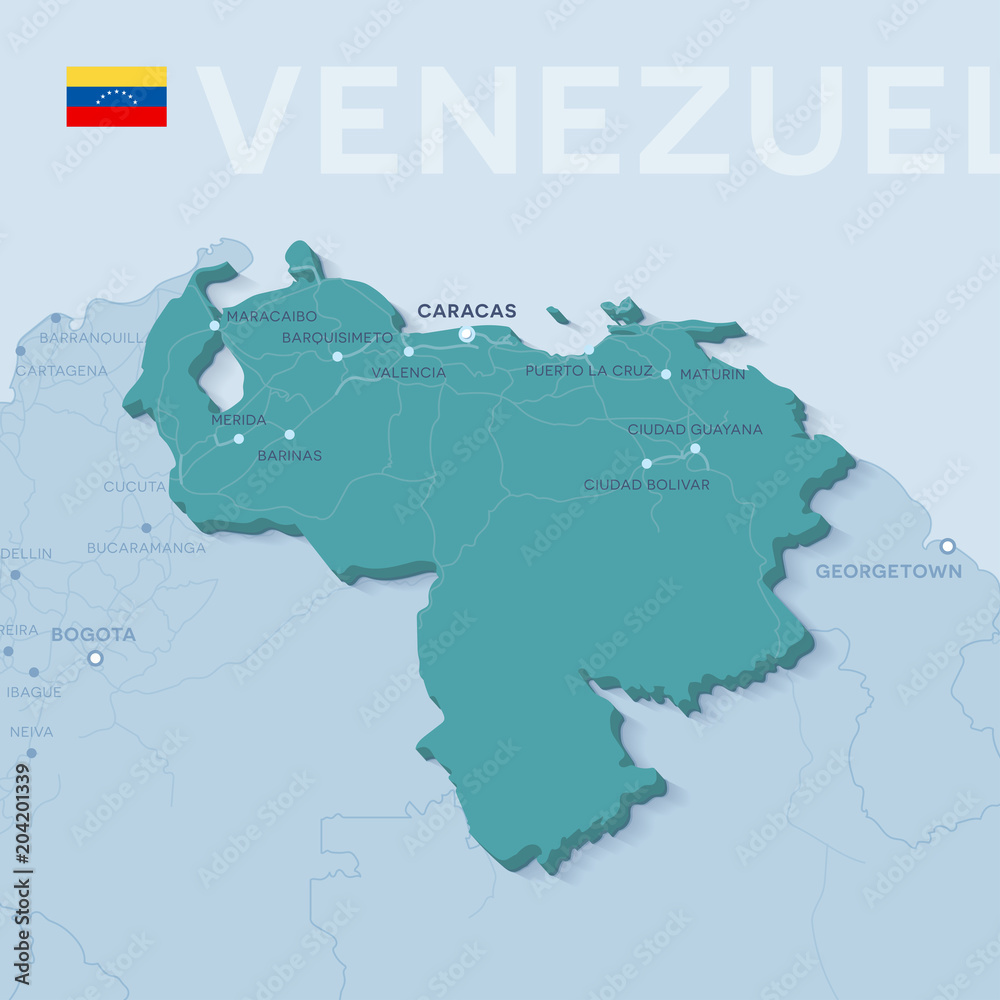 Verctor Map of cities and roads in Venezuela. Stock Vector | Adobe Stock