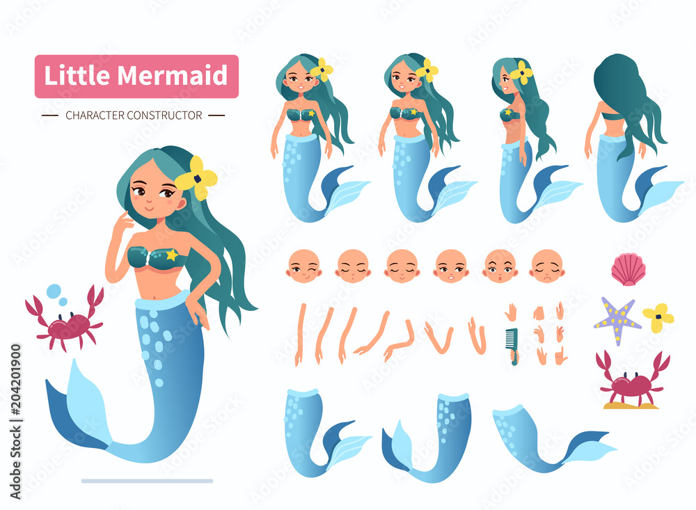 little mermaid Stock Vector | Adobe Stock