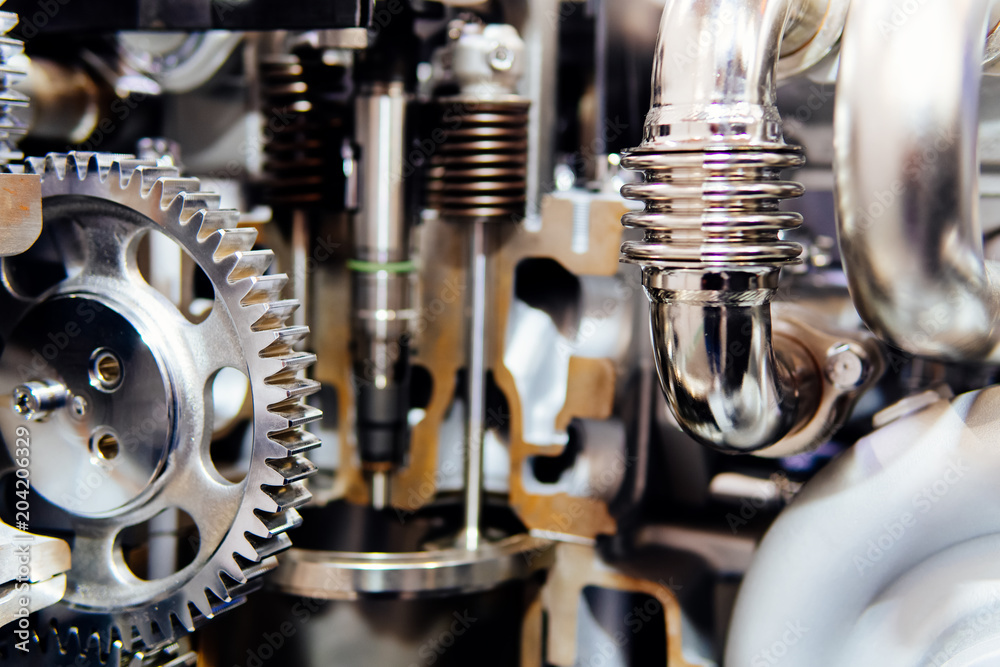 Cogs, Gears and Wheels Inside Truck Diesel Engine Stock-Foto | Adobe Stock