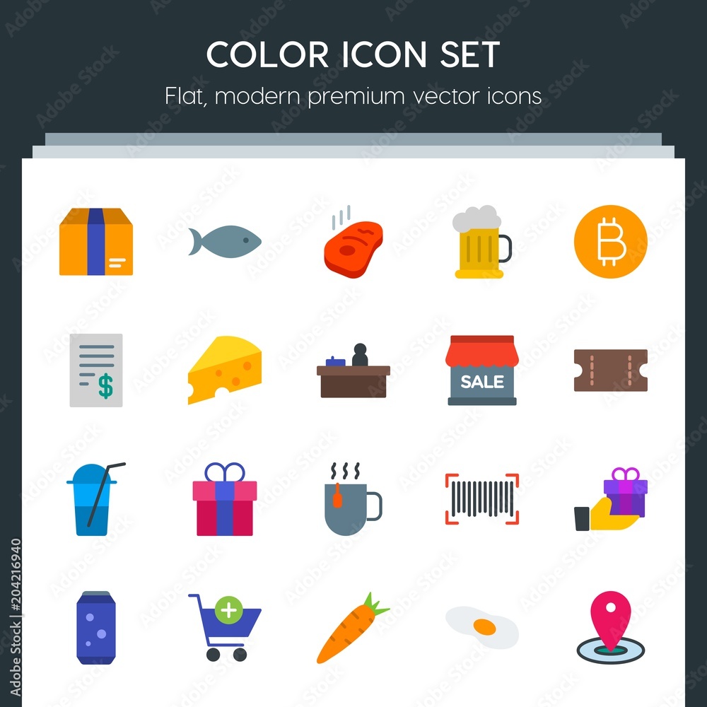 Modern Simple Set of food, drinks, shopping Vector flat Icons. Contains ...