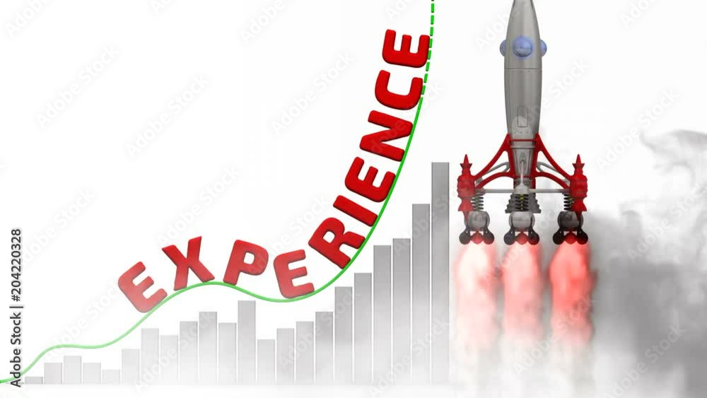 The graph of experience growth. Graph of rapid growth with red word ...