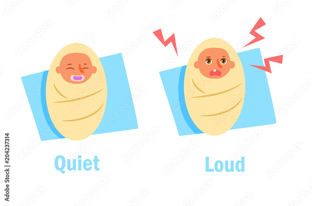 Quiet Loud Opposite Antonyms Stock Vector | Adobe Stock