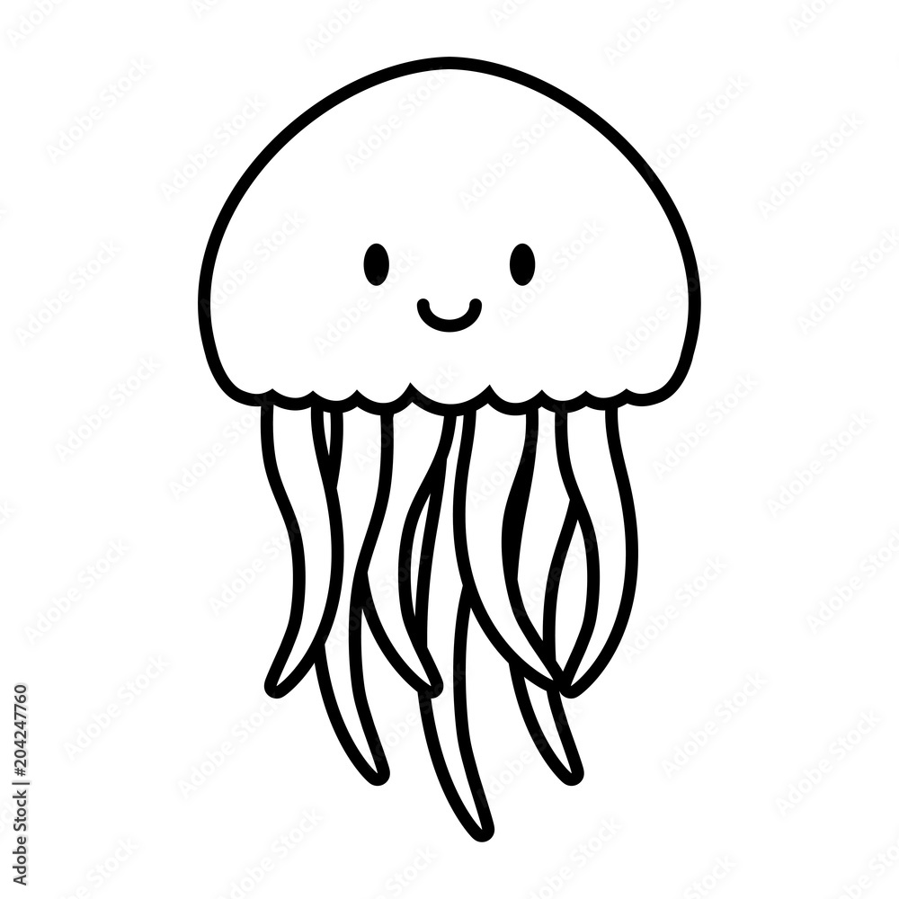 Coloring Book Or Page For Jellyfish Black And White Vector , 45% OFF