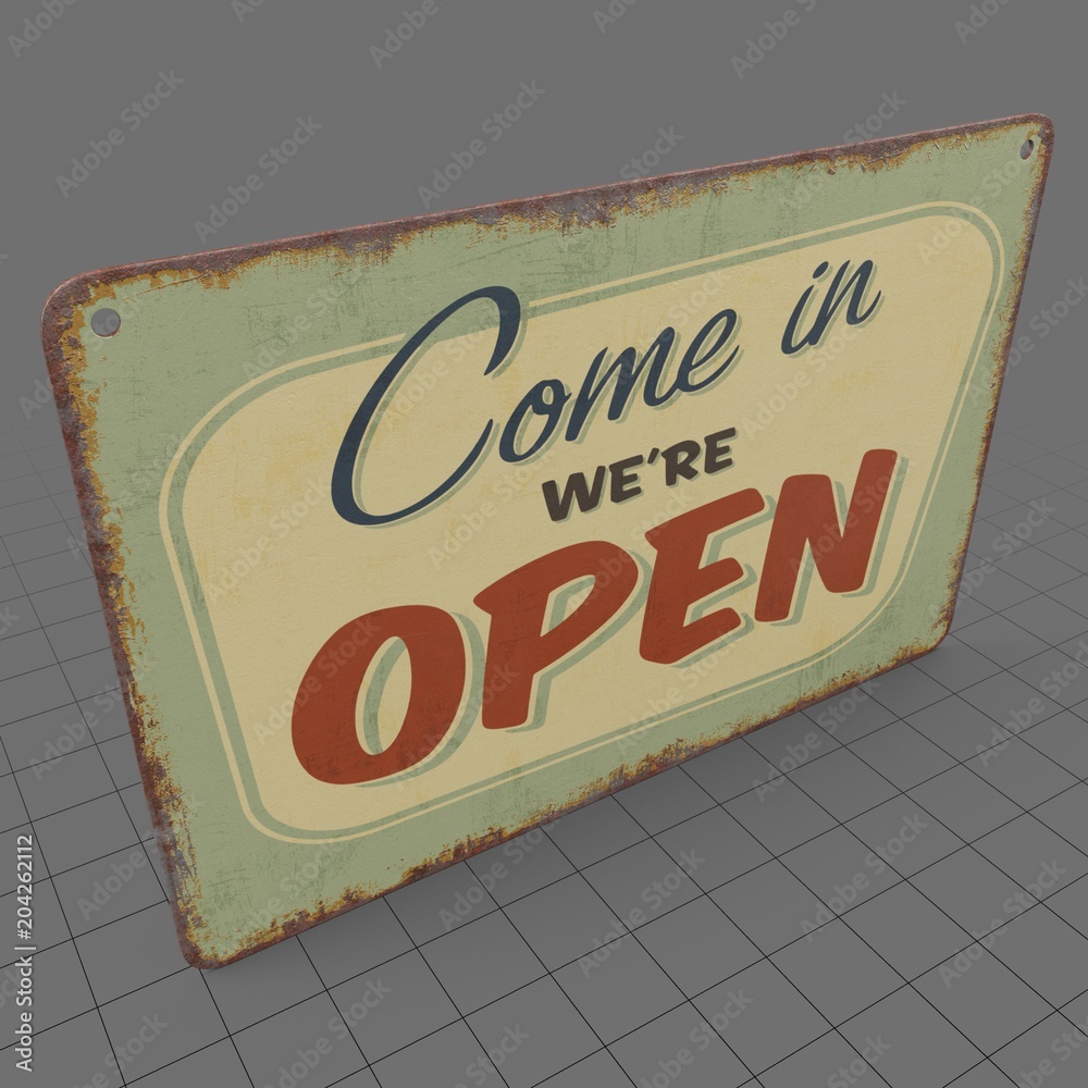 Vintage open sign Stock 3D asset | Adobe Stock