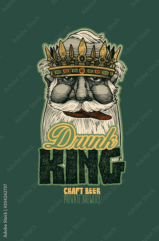 Drunk King, Craft Beer, Private Brewery. Design Emblem For Label Or T ...