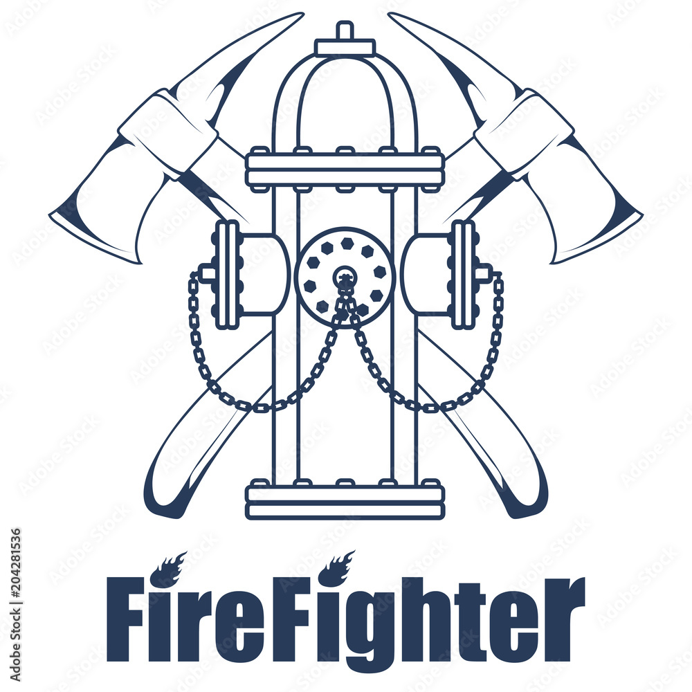 Firefighting logo. The fire hydrant. Fire department label. Vector ...