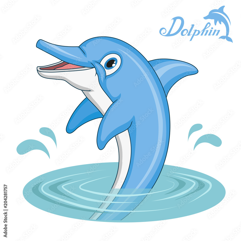 Dolphin. Cartoon dolphin. Sea animal. Vector graphics to design. Stock ...