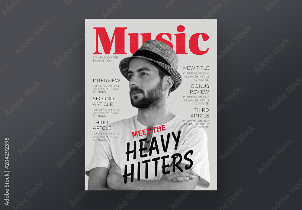 Magazine Cover Layout with Full Page Photo Stock Template | Adobe Stock