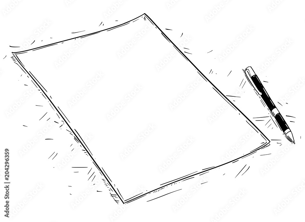 Vector artistic pen and ink drawing illustration of pen and empty or ...