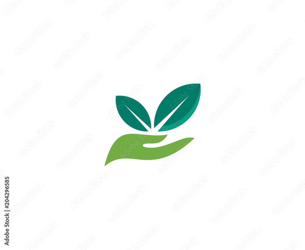 Leaf hand logo Stock Vector | Adobe Stock