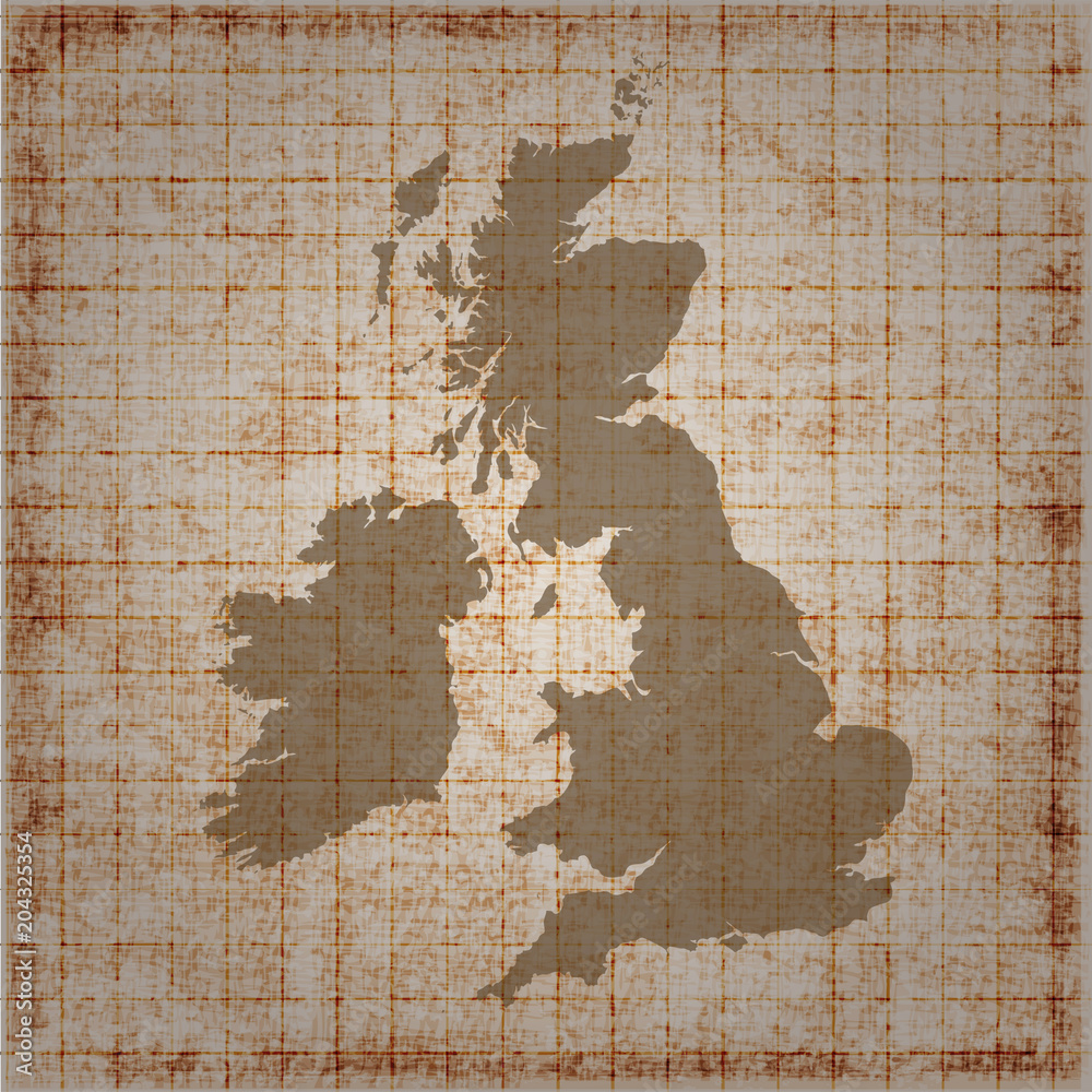 The United Kingdom Retro Map, Flat Vector Illustration Stock Vector ...
