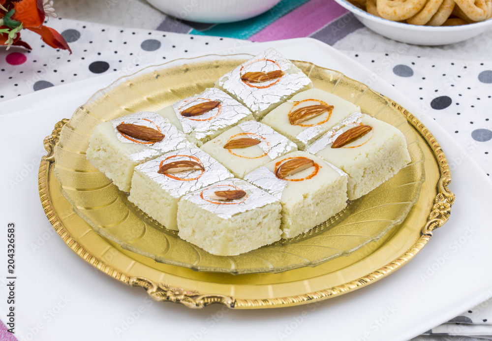 Indian Sweet Food Badam Barfi Also Know As Mithai, barfee, Mawa Barfi ...