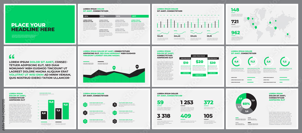 Original Presentation templates. Use in corporate report, annual report ...
