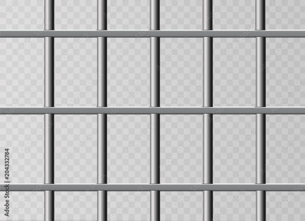 Realistic metal prison grilles. Isolated on a transparent background ...