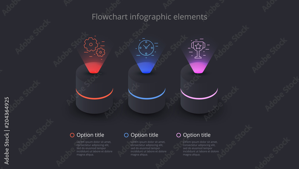 Business process chart infographics with 3 step segments. Circular ...