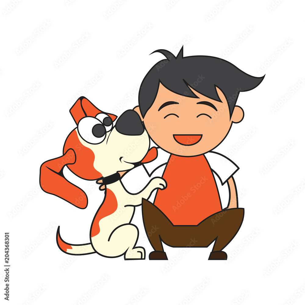 animal care concept, love, caring and affection to the animal. cartoon ...