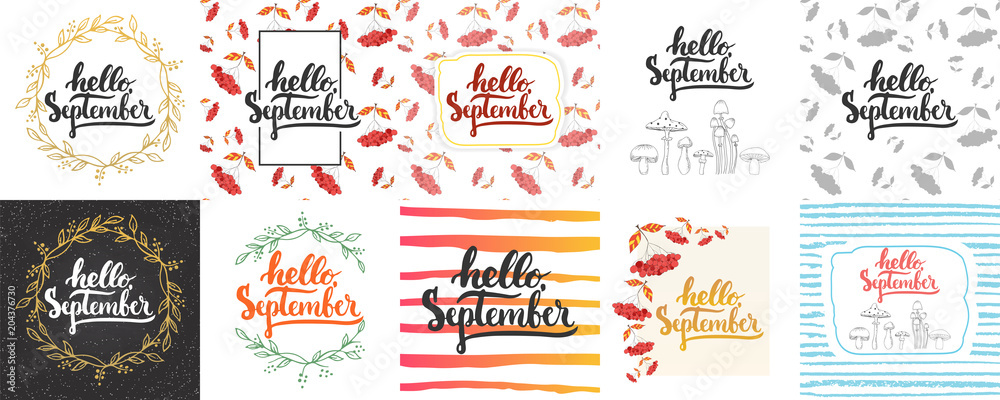 Hello, september - hand drawn lettering greeying card collections ...