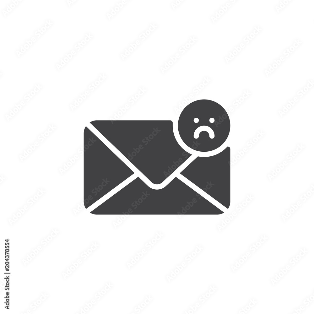 Sad message envelope vector icon. filled flat sign for mobile concept ...